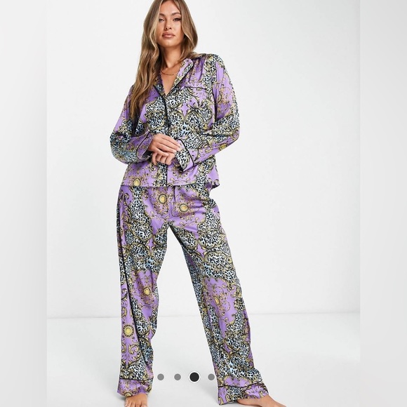 ASOS | Intimates & Sleepwear | Asos Design Satin Leopard Baroque Shirt ...